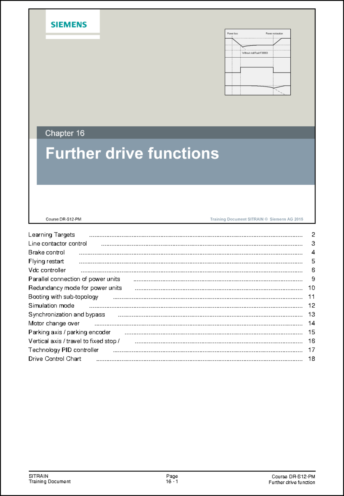 16 Further drive functions en - SITRAIN Training Document Course DR-S12-PM 16 - Page Learning ...