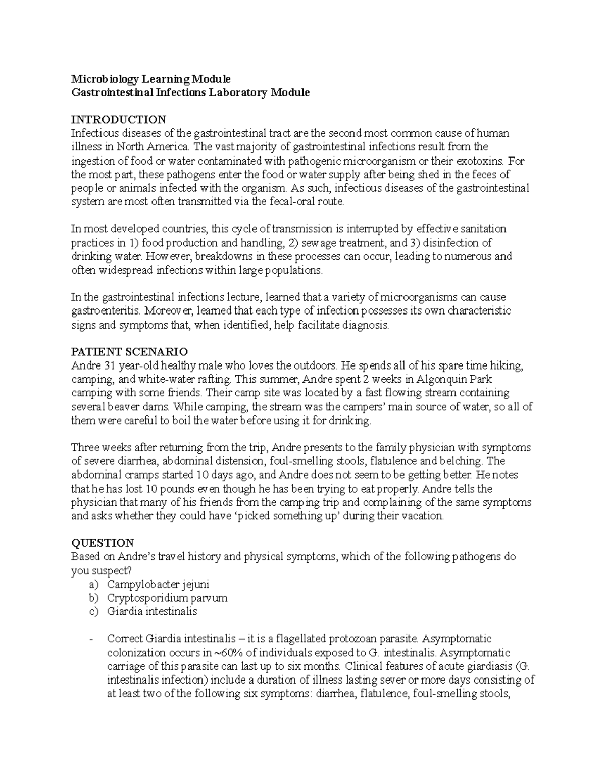 Gastrointestinal Infections Module - Microbiology Learning Module ...