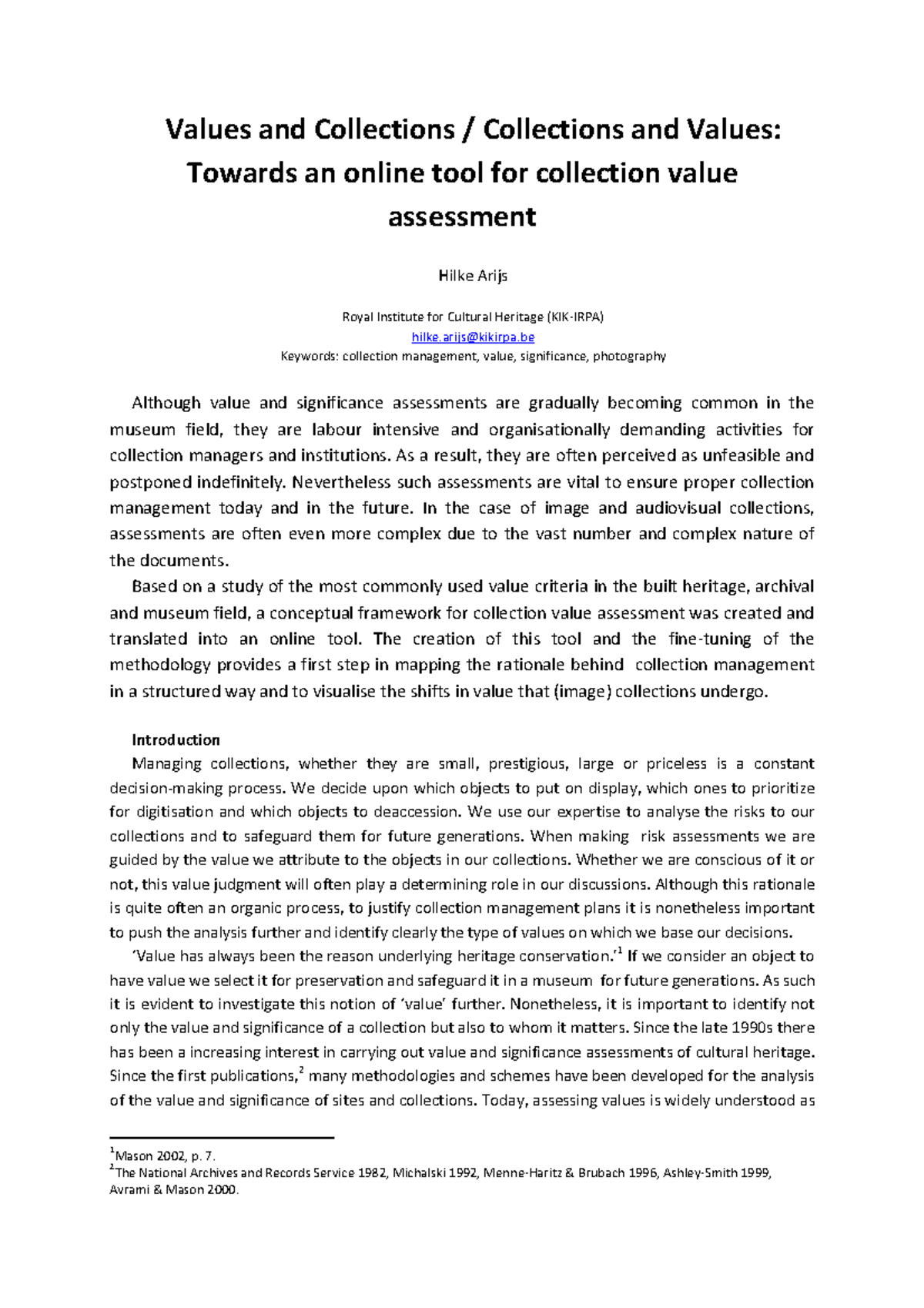 Values and Collections Collections and V - As a result, they are often ...