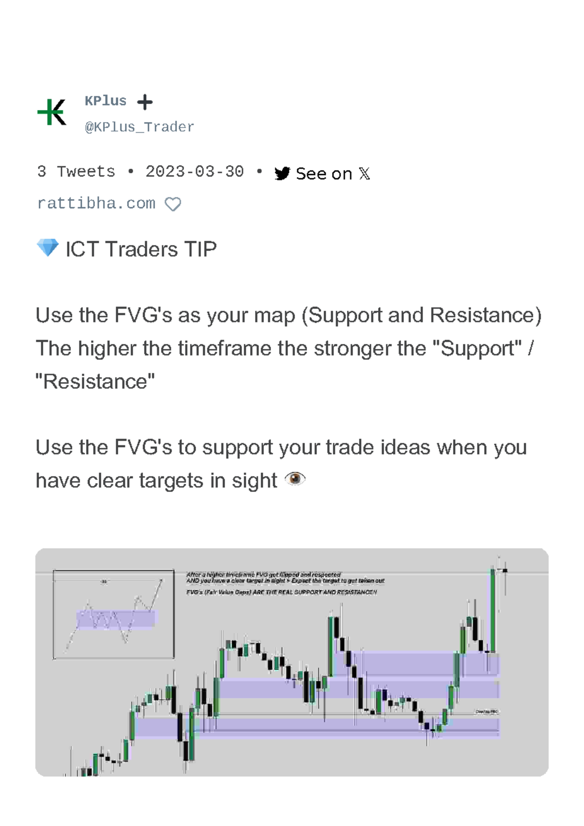 💎 ict traders tip use thread by kplus trader mar 30, 23 from rattibha - 3 Tweets • 2023-03-30 ...