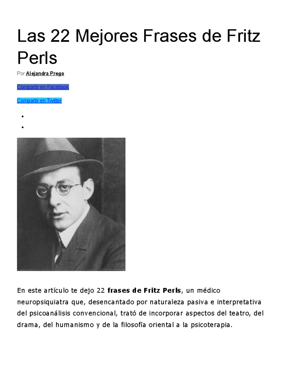 Las 22 Mejores Frases de Fritz Perls - Junto con su esposa, Laura ...