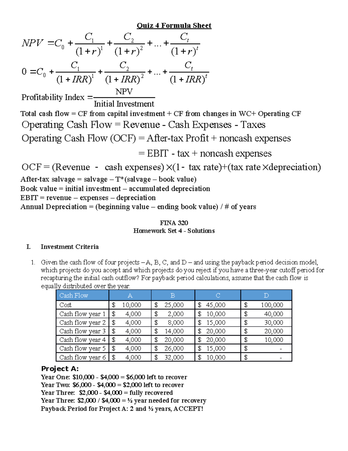 HW and Quiz Formula - Quiz 4 Formula Sheet 1 2 0 1 2 ... (1 ) (1 ) (1 ...