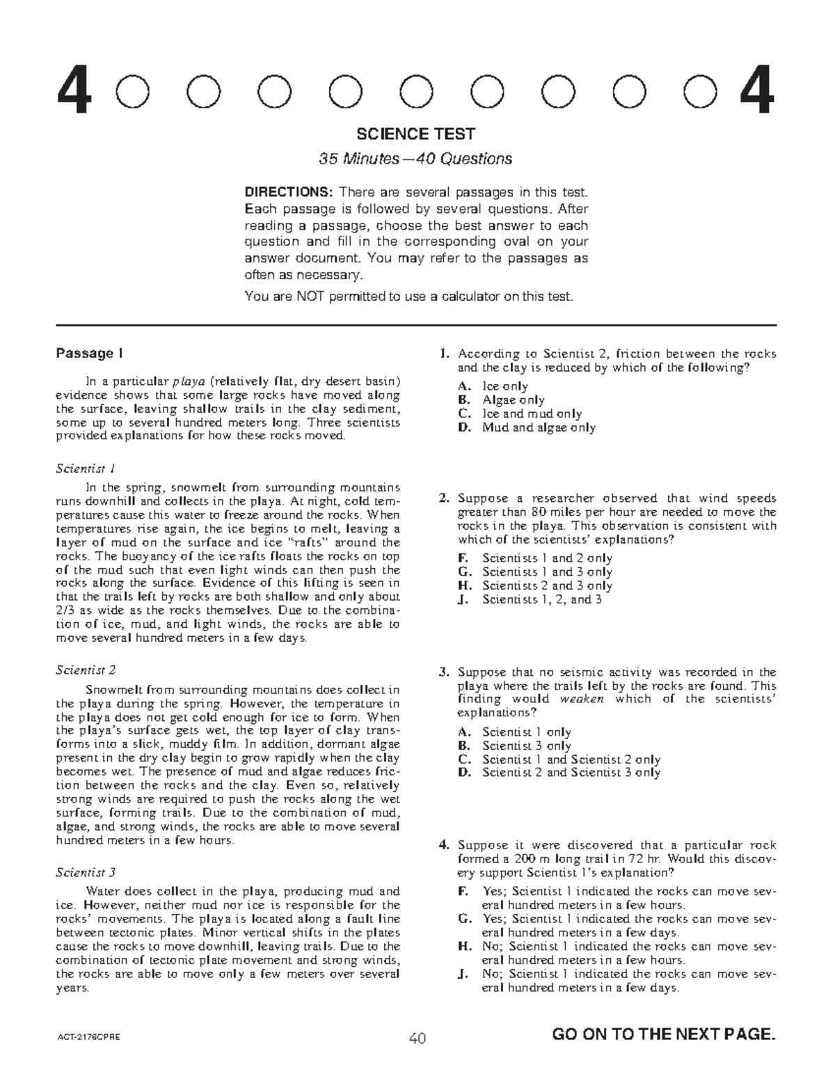 ACT Science test - good notes - SCIENCE TEST 35 Minutes—40 Questions ...