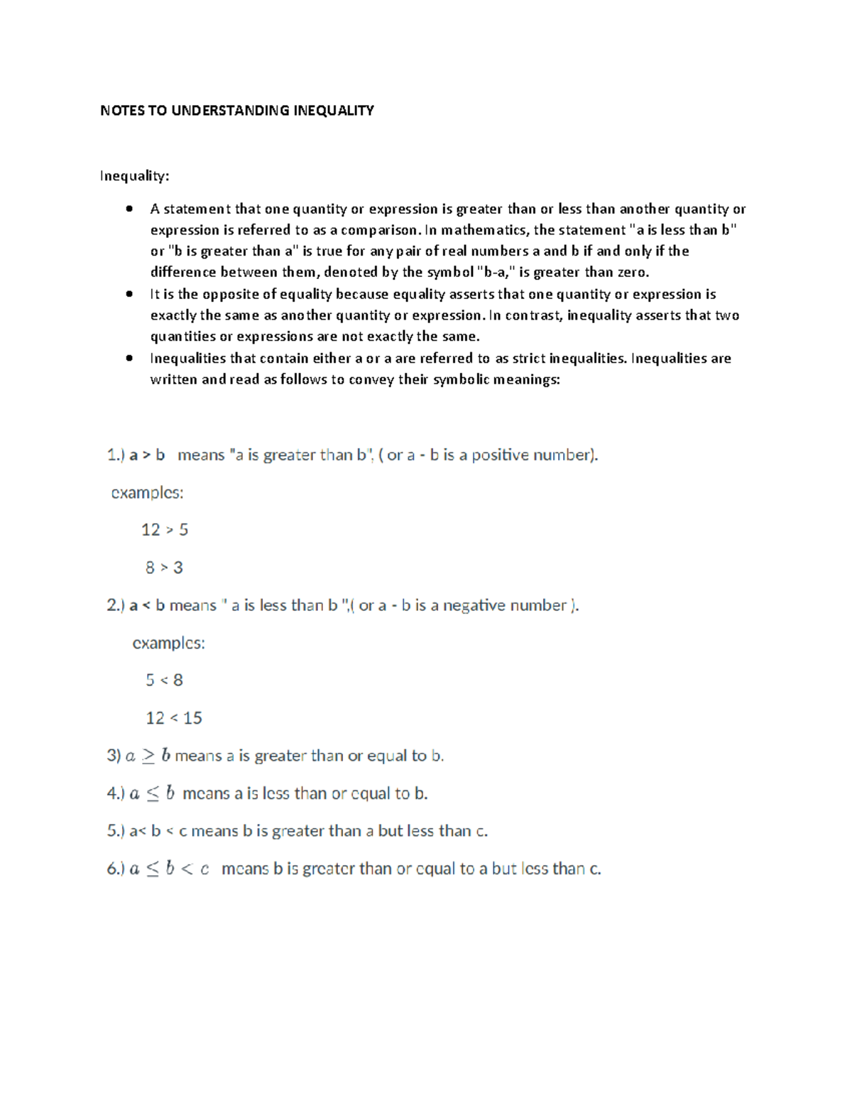 Notes TO Understanding Inequality - NOTES TO UNDERSTANDING INEQUALITY ...