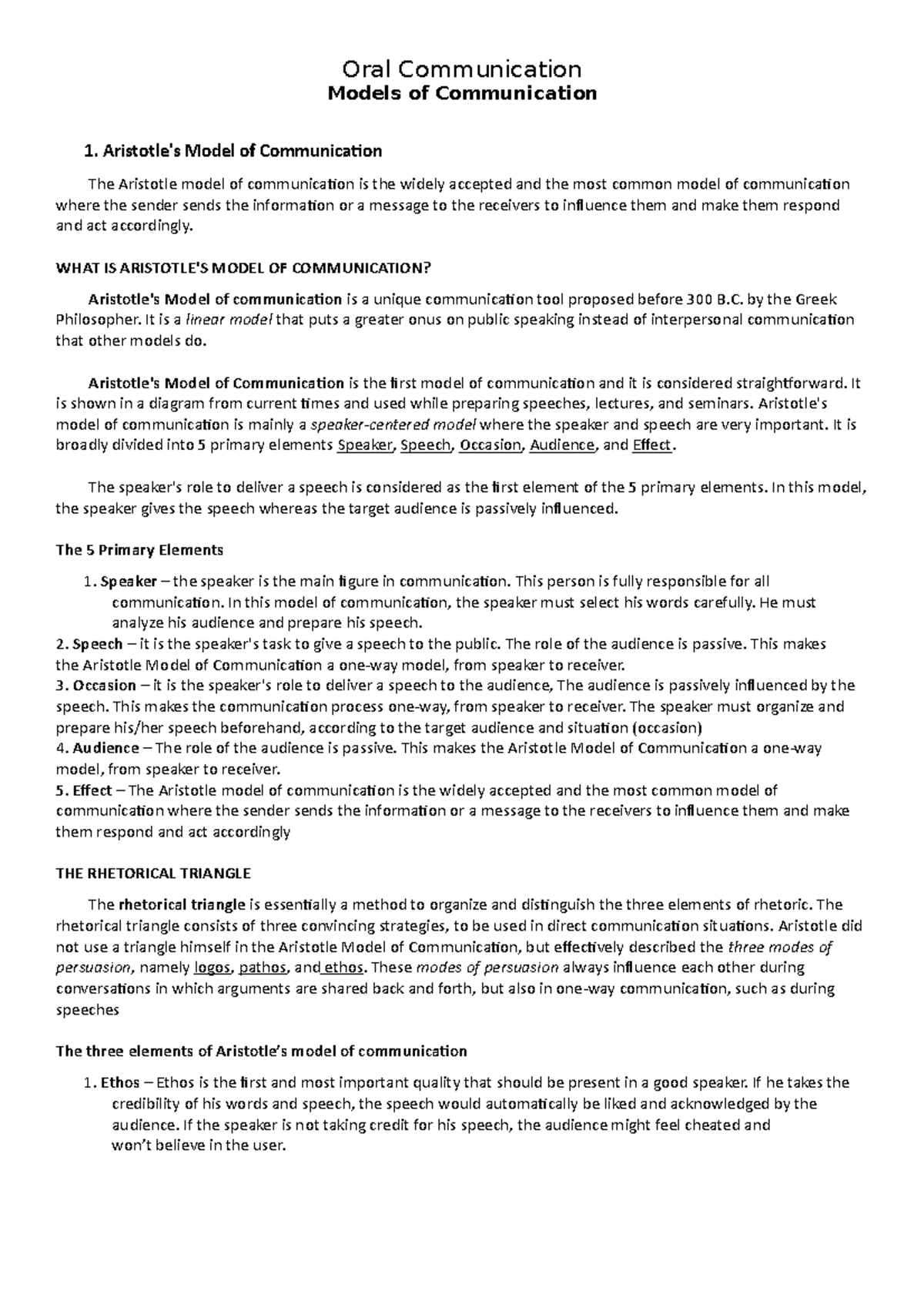 11 - Oral Communication (L3) - Oral Communication Models of ...