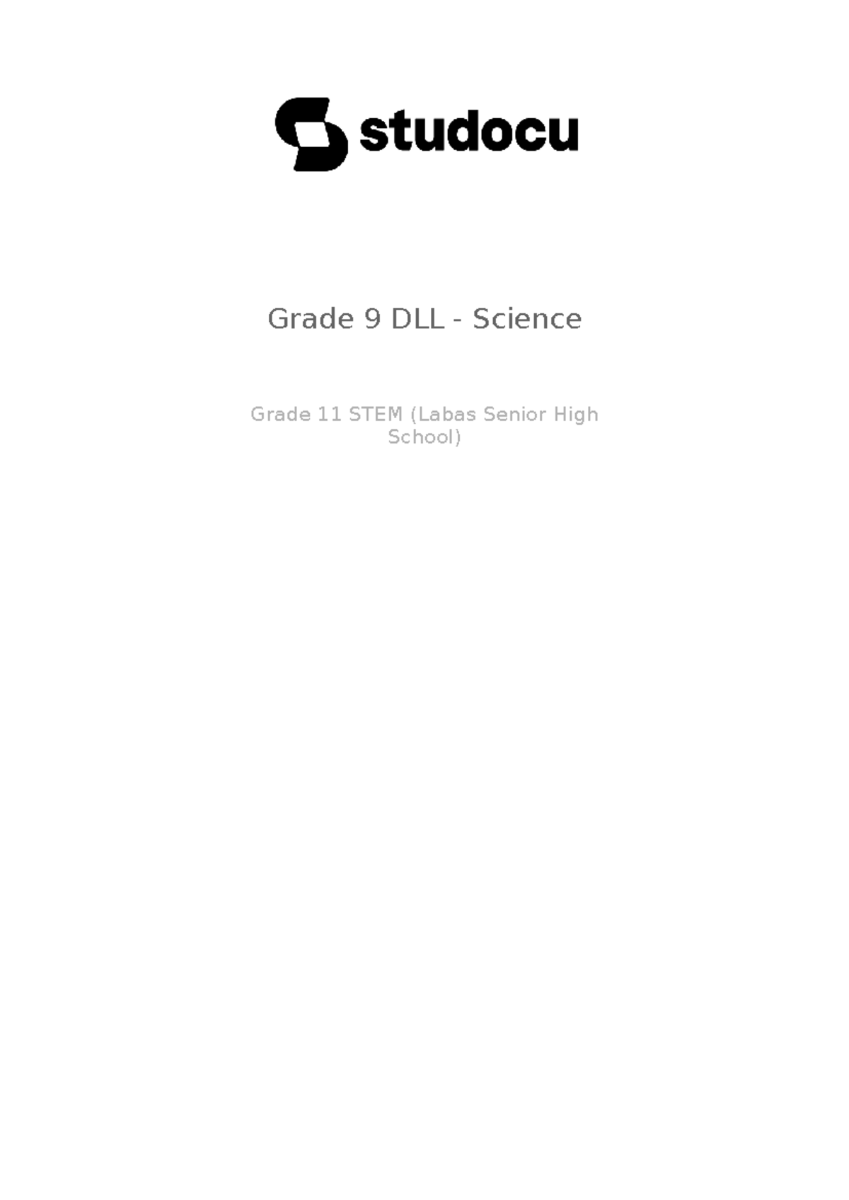 Grade-9-dll-science more weeks - Grade 9 DLL - Science Grade 11 STEM ...