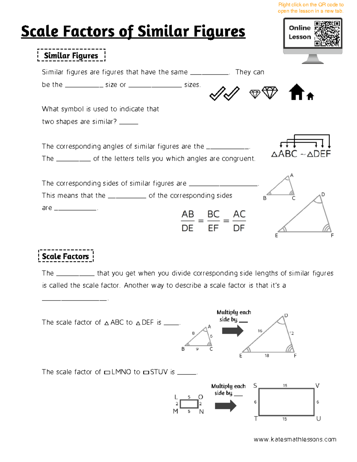 Aliesha Clemons - Scale Factors of Similar Figures Digital Study Guide ...