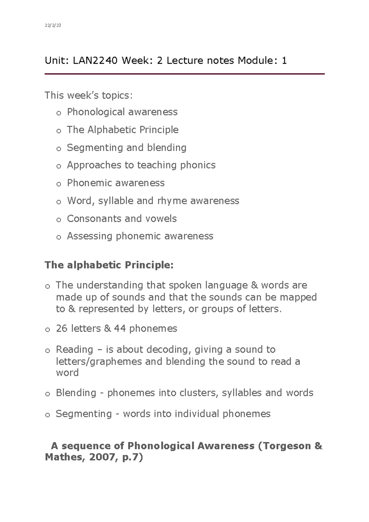 LAN2240 week 2 lecture - 22/2/ Unit: LAN2240 Week: 2 Lecture notes ...