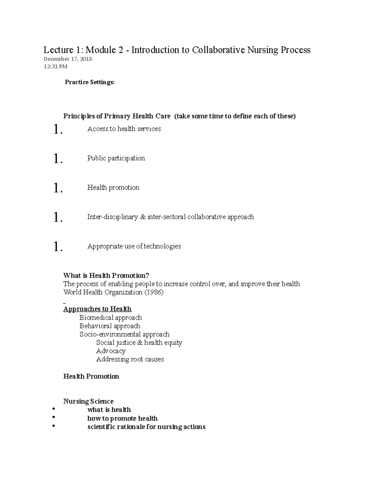 Lecture 1 Module 2 - Introduction to Collaborative Nursing Process ...