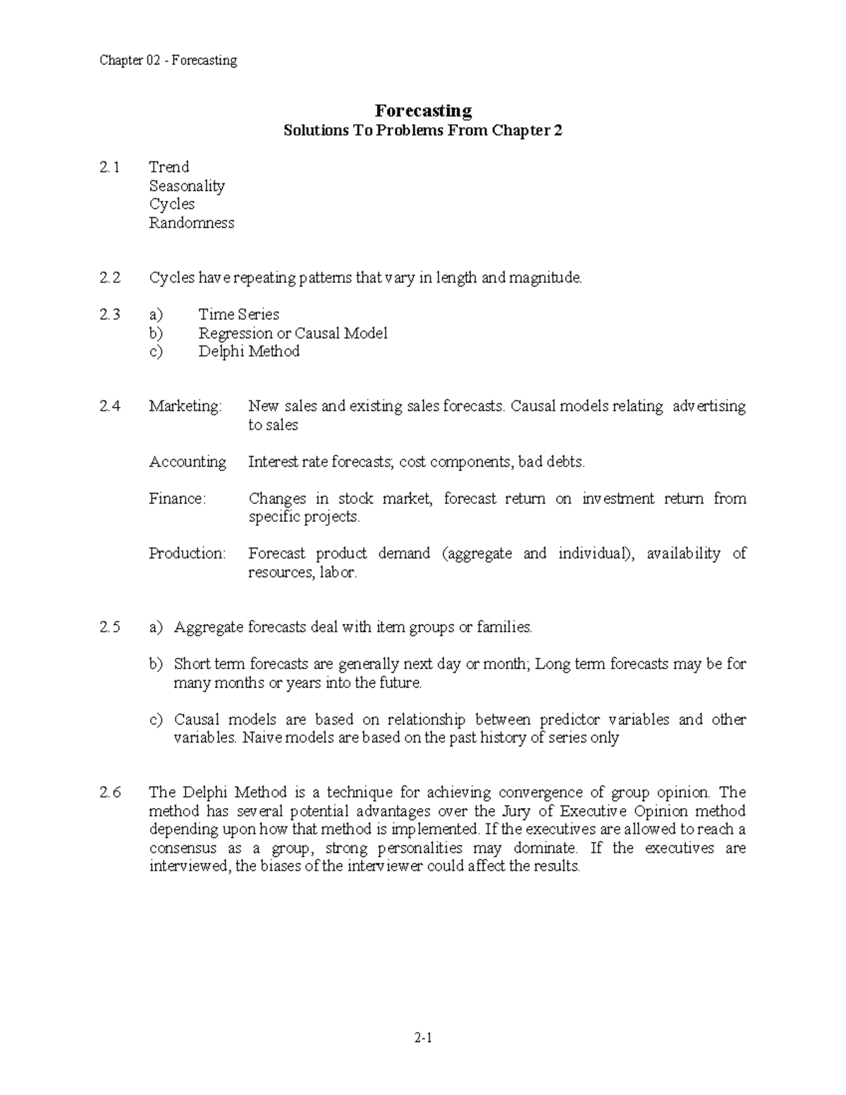 Chap002 - solution - Forecasting Solutions To Problems From Chapter 2 2 Trend Seasonality Cycles ...