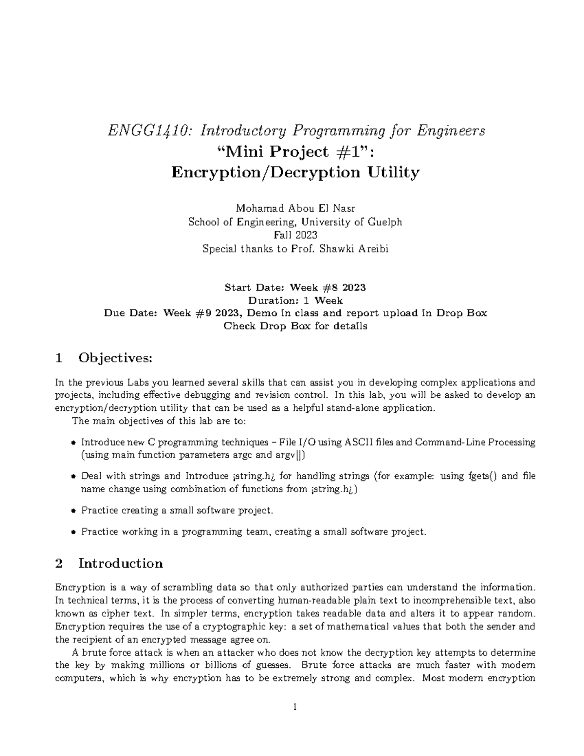 01 - ENGG1410-F23-Mini Project 1 - ENGG1410: Introductory Programming for Engineers “Mini ...