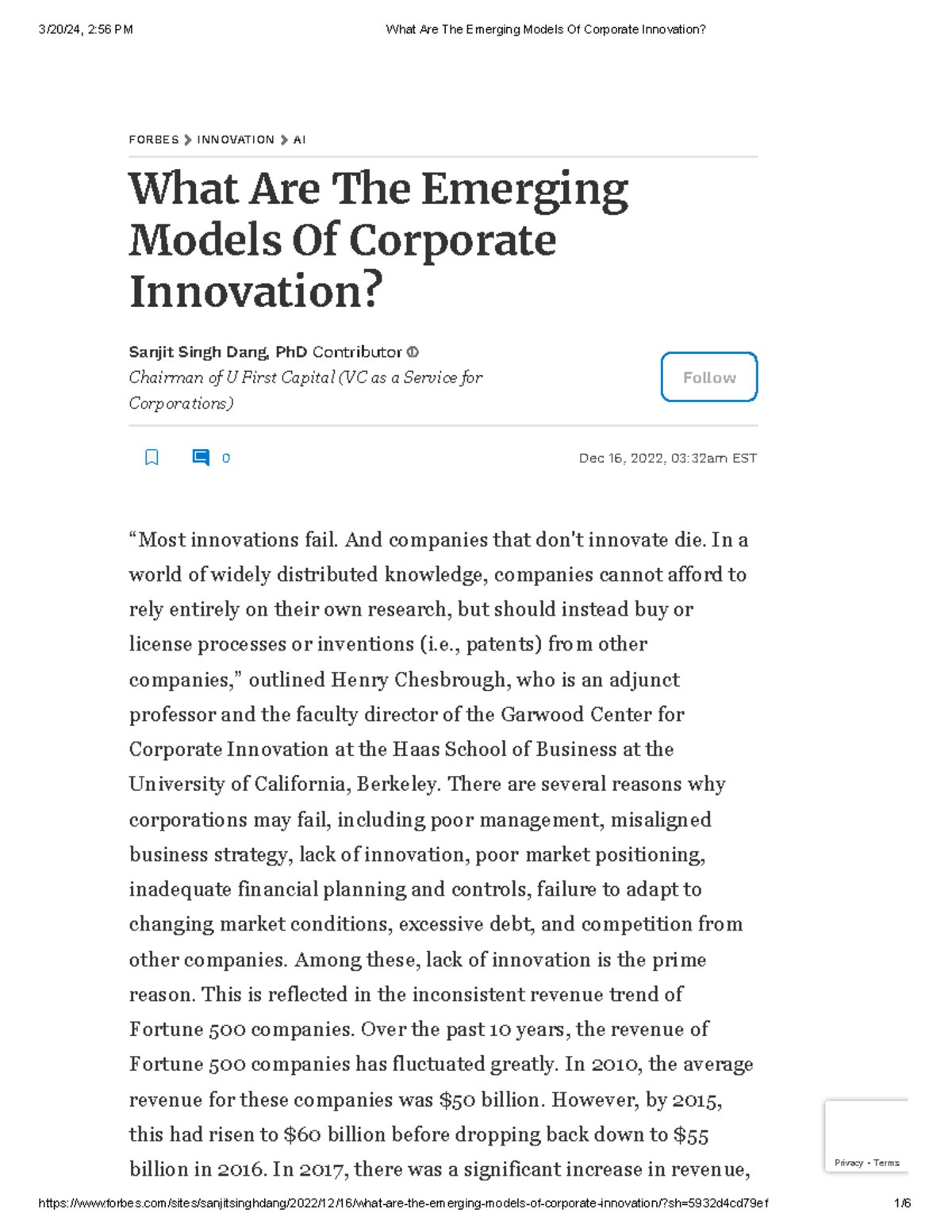 What Are The Emerging Models Of Corporate Innovation - Chairman of U ...