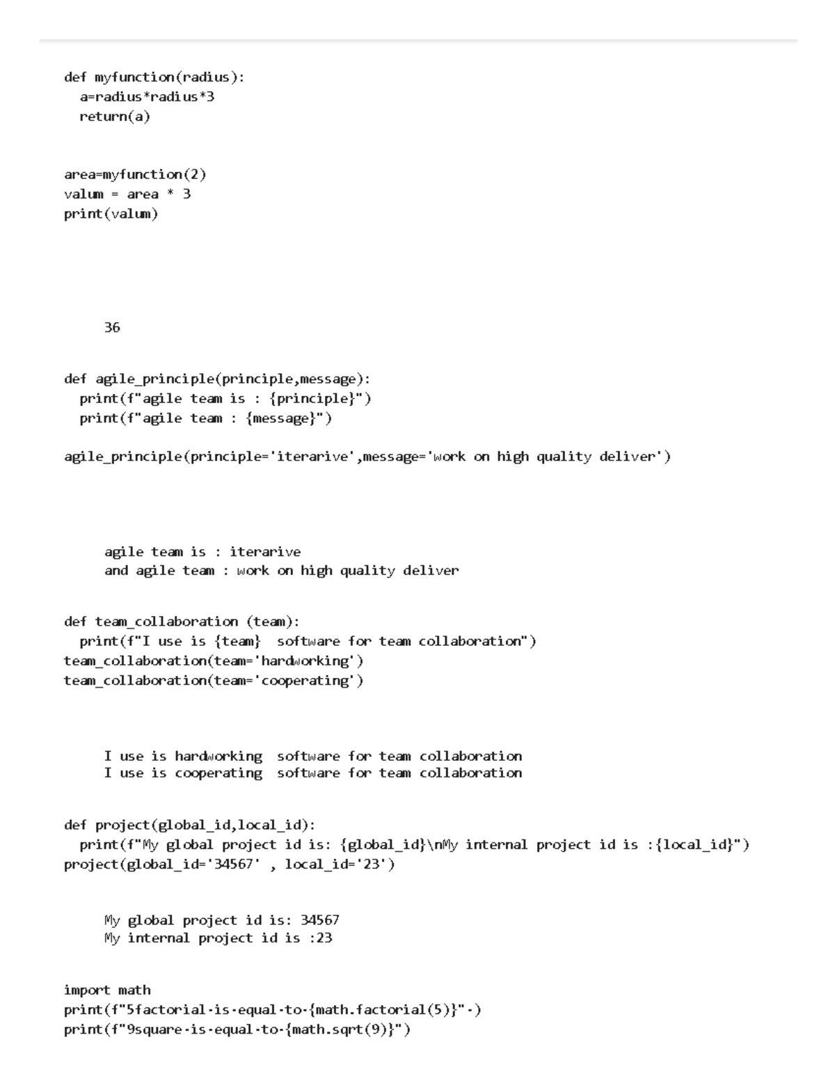 10-11 - practical - def myfunction(radius): a=radiusradius 3 return(a ...