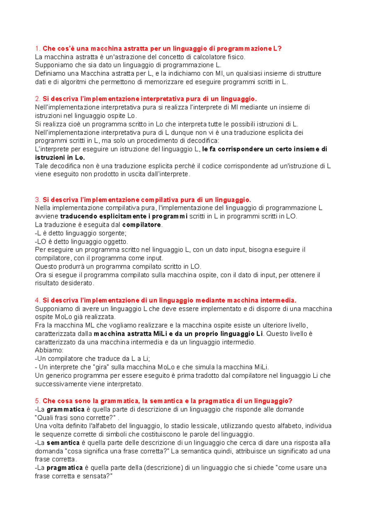 Riassunto linguaggi - 1. Che cos’è una macchina astratta per un ...
