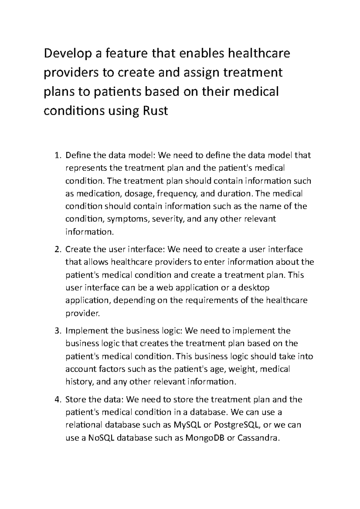 Develop a feature that enables healthcare -Rust - Develop a feature ...