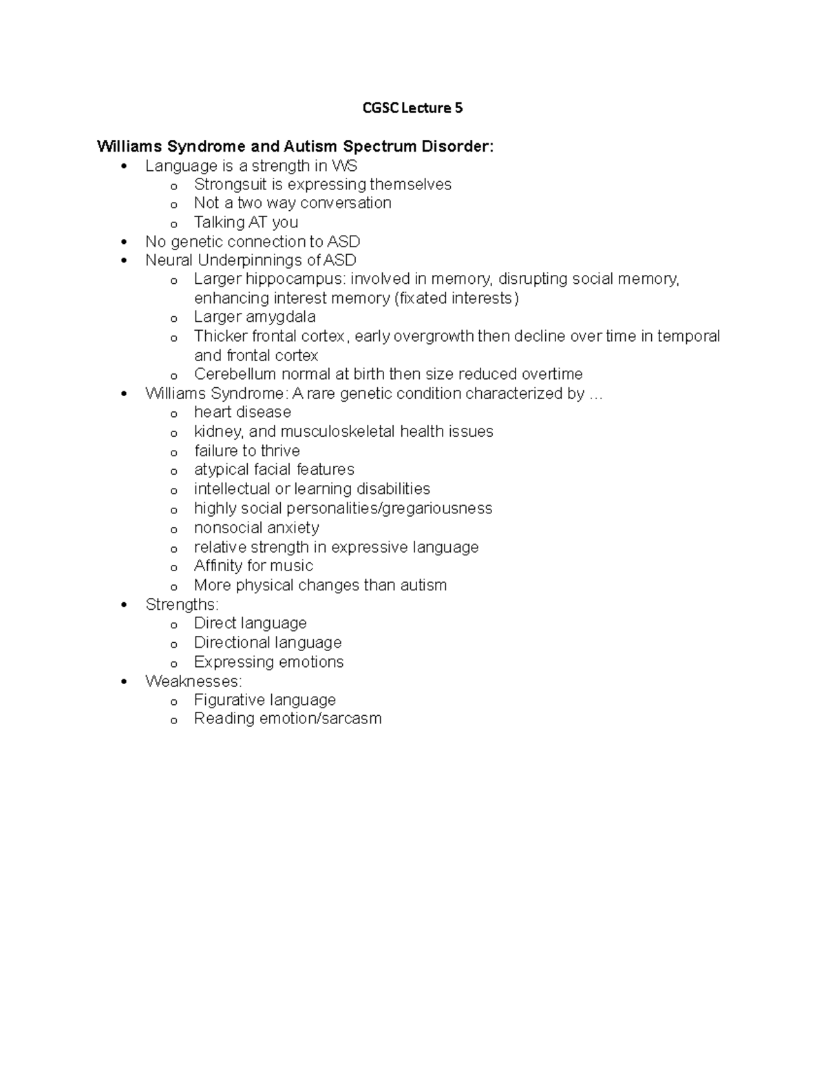 CGSC Lecture 5 - .. o heart disease o kidney, and musculoskeletal ...