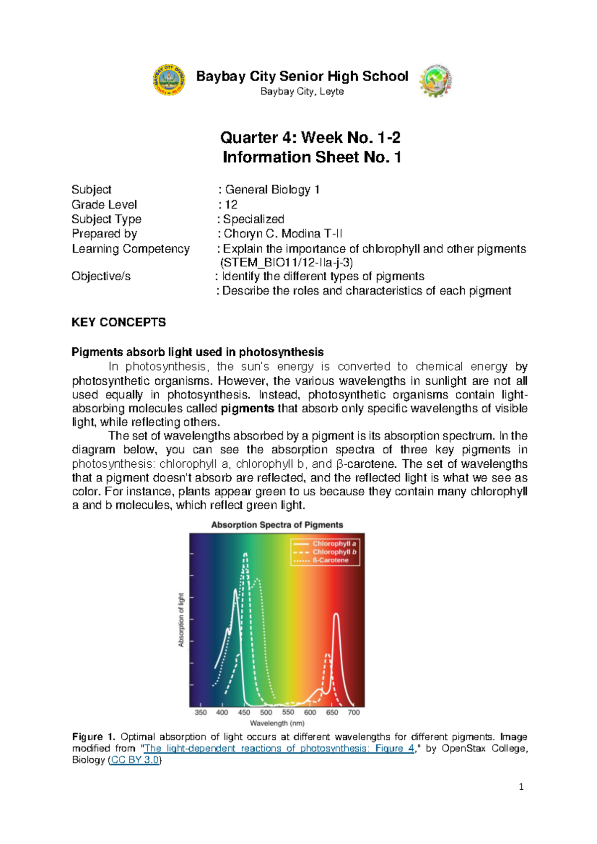 IAS-GB1 Q4 Wk1 - Baybay City, Leyte Quarter 4: Week No. 1- Information Sheet No. 1 Subject ...