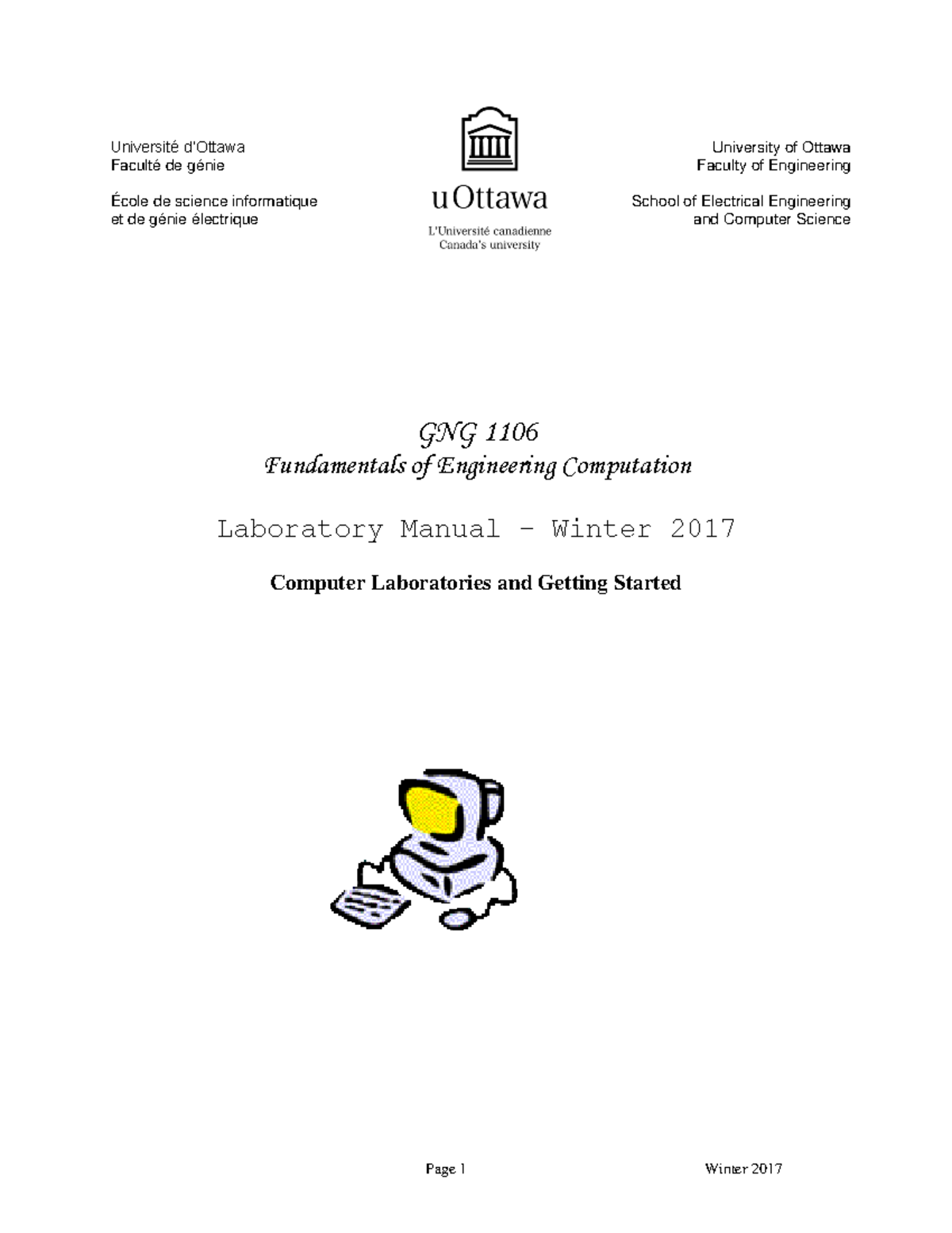 1. GNG1106 Lab Manual - ... - Université d’Ottawa Faculté de génie École de science informatique ...