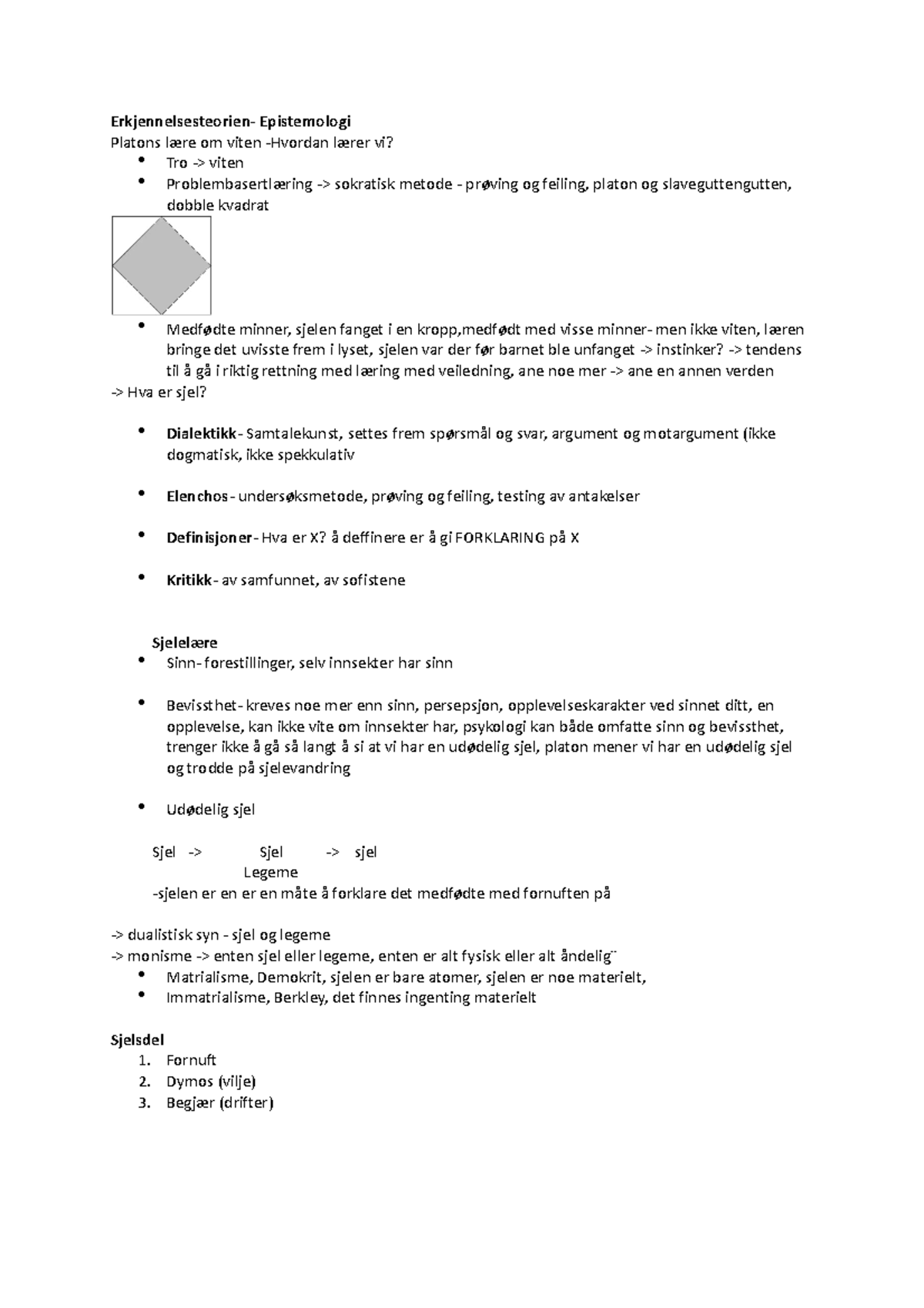 Platon del 2 - Erkjennelsesteorien- Epistemologi Platons lære om viten ...