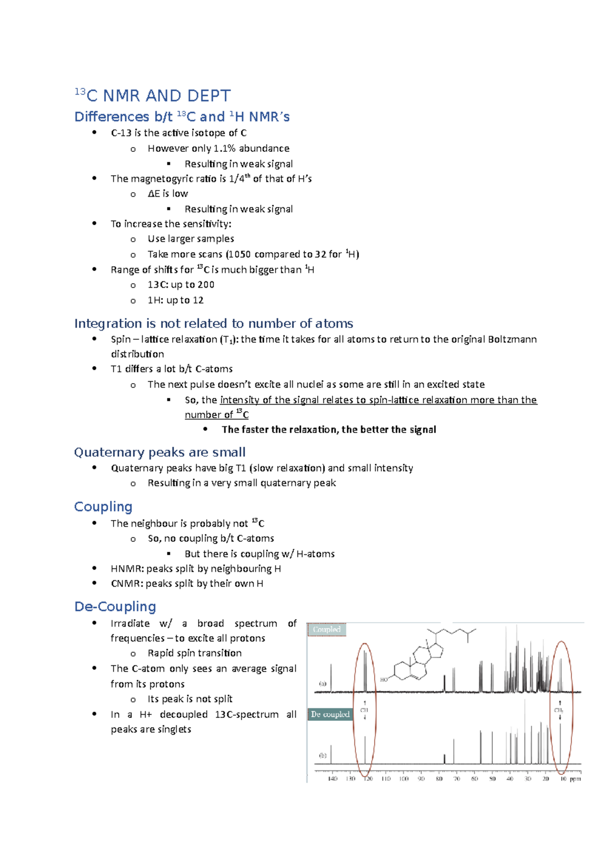 3. CNMR Spectroscopy - 13 C NMR AND DEPT Differences b/t 13 C and 1 H ...