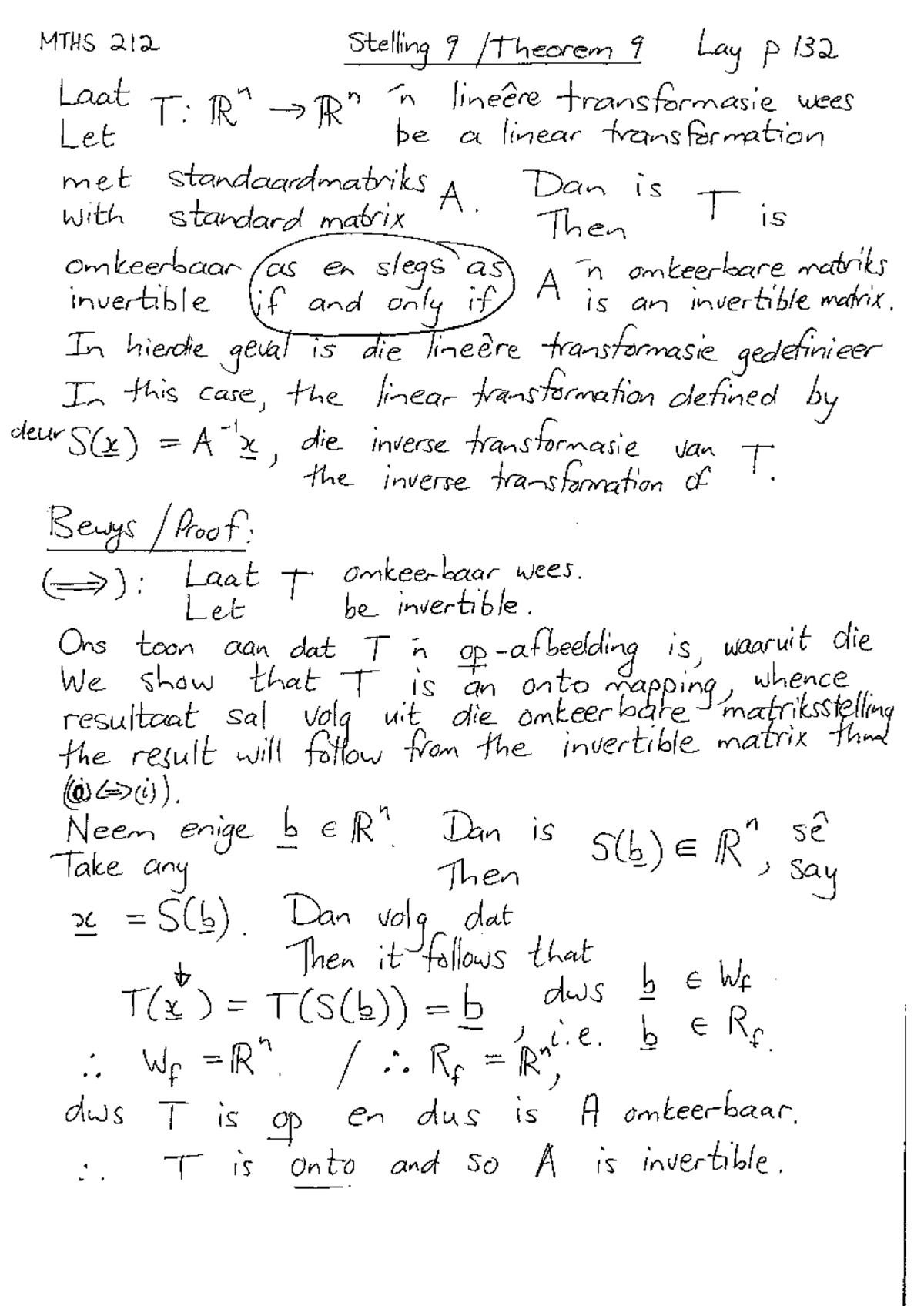 Lay Stelling 9 p132 - PROOFS - MTHS212 - Studocu