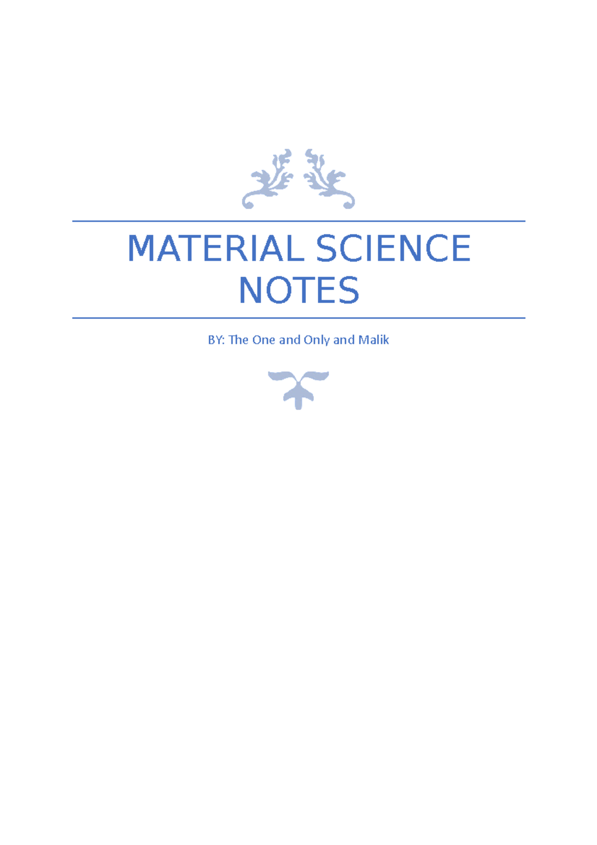 Material-Science-Exam-Prep - MATERIAL SCIENCE NOTES BY: The One and ...