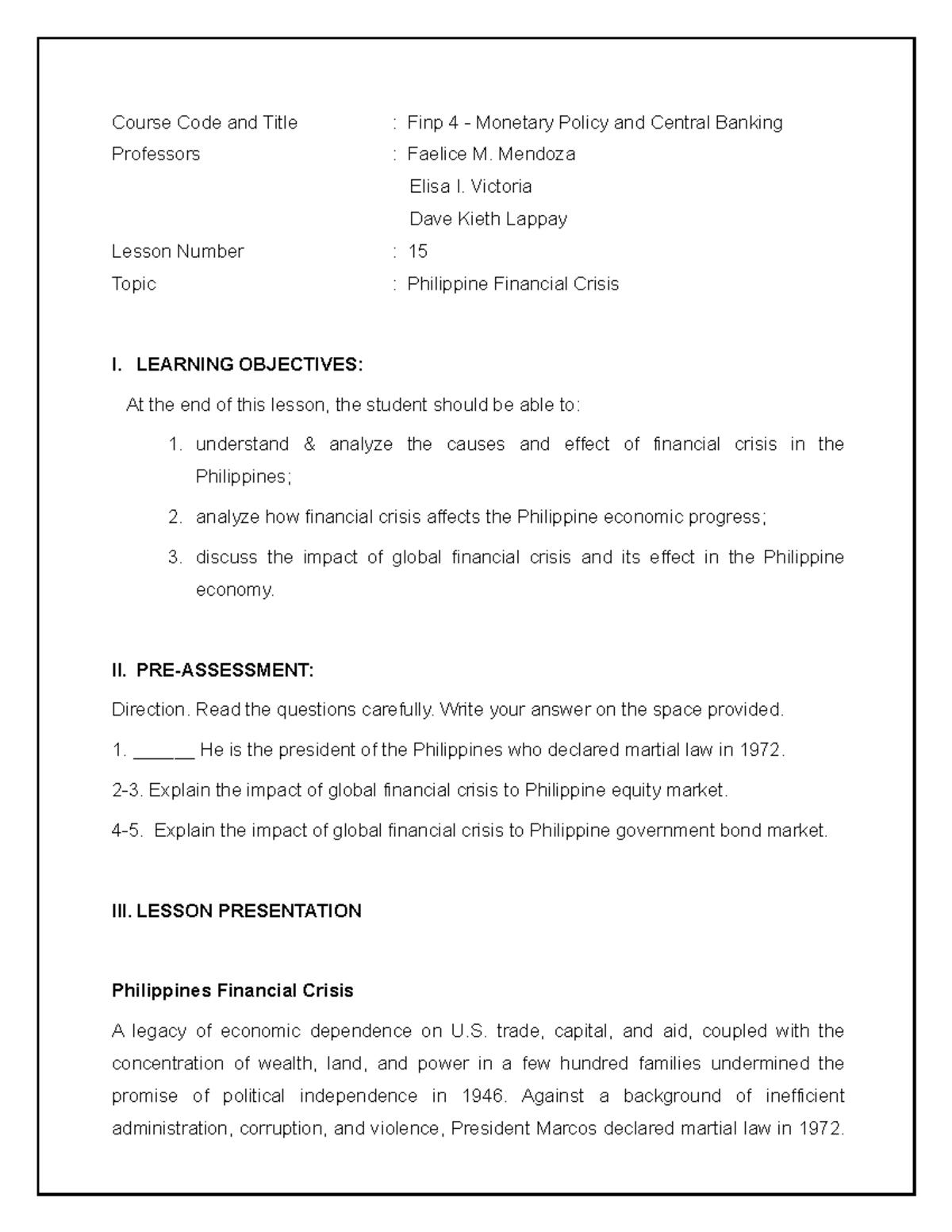 15-Monetary-Policy-and-Central-Banking Kneura - Course Code and Title ...