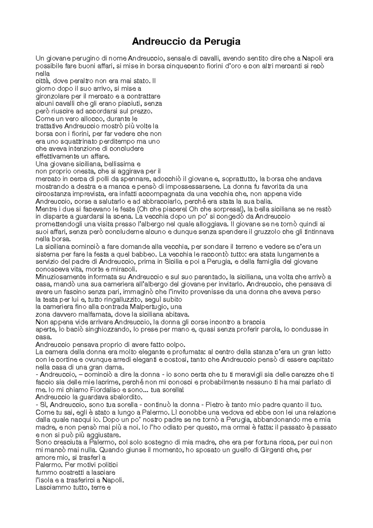Andreuccio da Perugia (Boccaccio parafrasato) - Andreuccio da Perugia ...