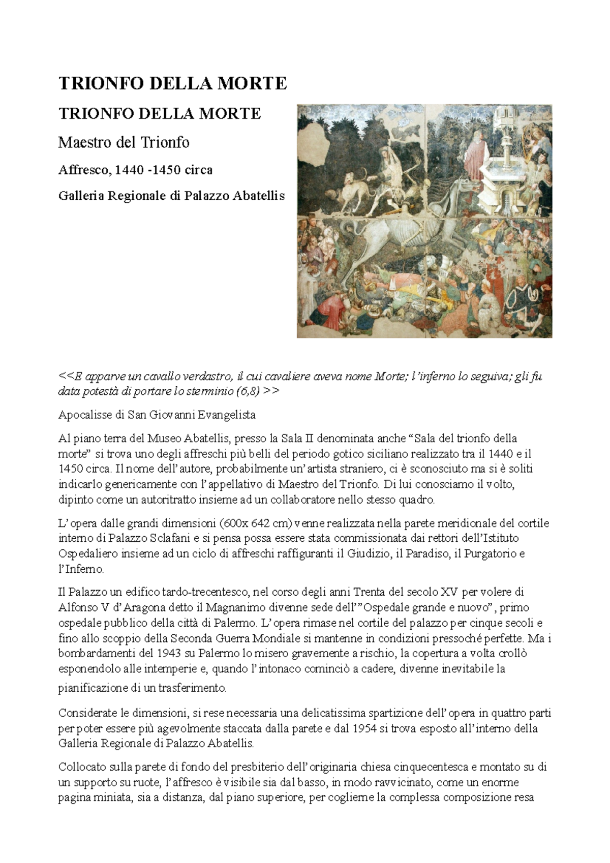 Il trionfo della morte - TRIONFO DELLA MORTE TRIONFO DELLA MORTE ...