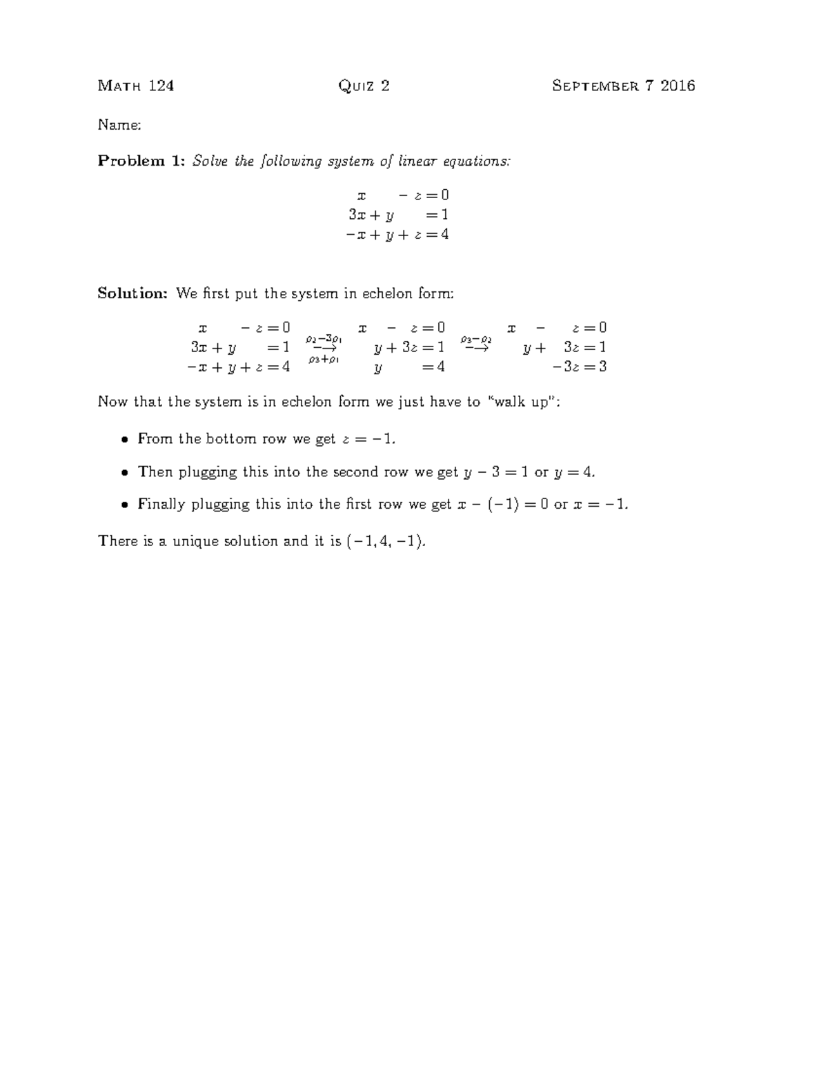 MATH124 2016-2017 Quiz 2 - Questions & Answers - Math 124 Quiz 2 ...