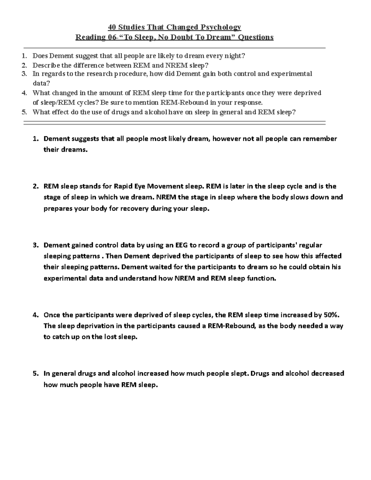 reading questions - 40 Studies That Changed Psychology Reading 06-“To ...