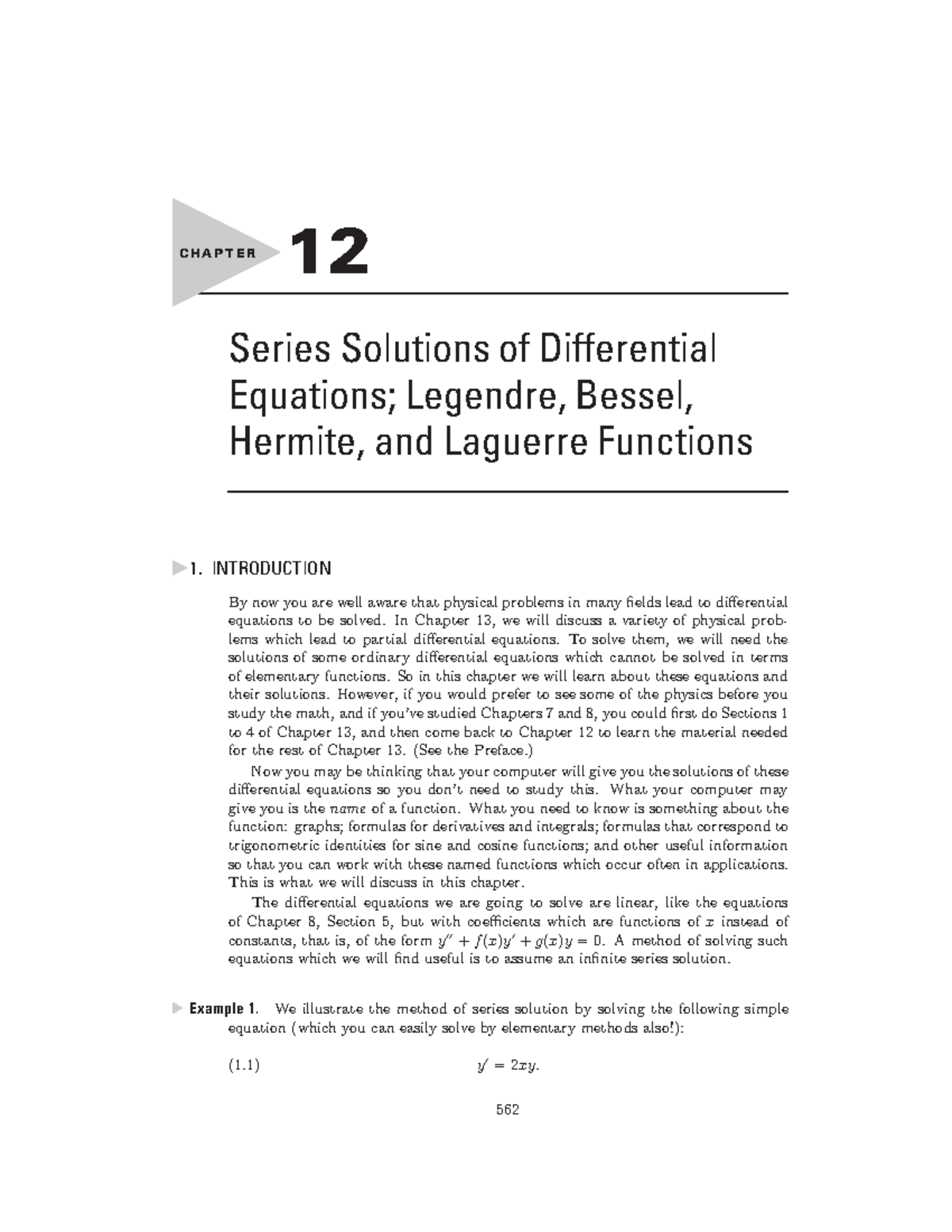 Series Solutions of Differential Equations - C H A P T E R 12 Series ...