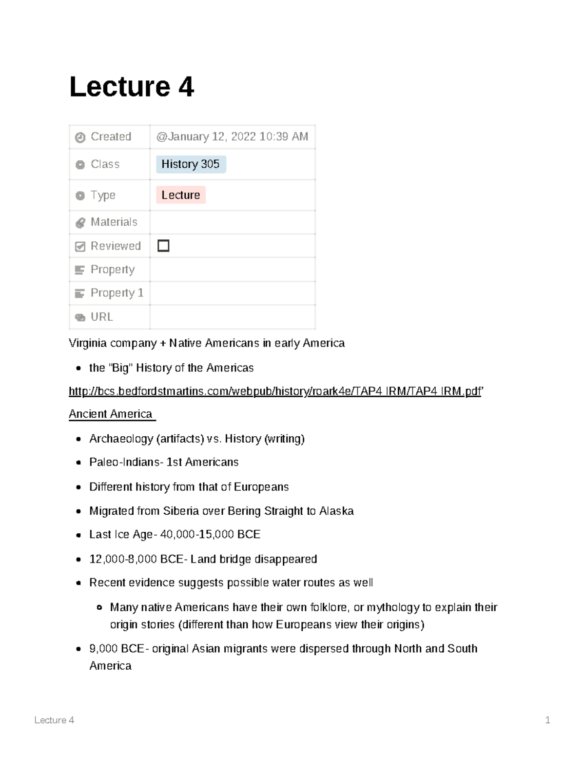 Hist Lecture 4 - Lecture 4 Created Class History 305 Type Lecture ...