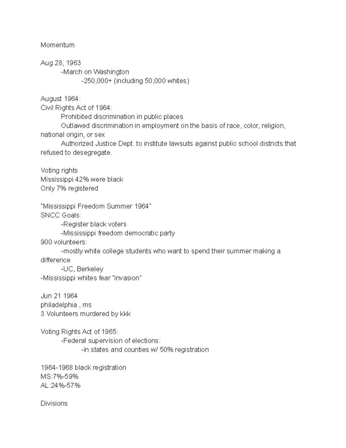 The Civil Rights Movement Part II - Momentum Aug 28, 1963 -March on ...