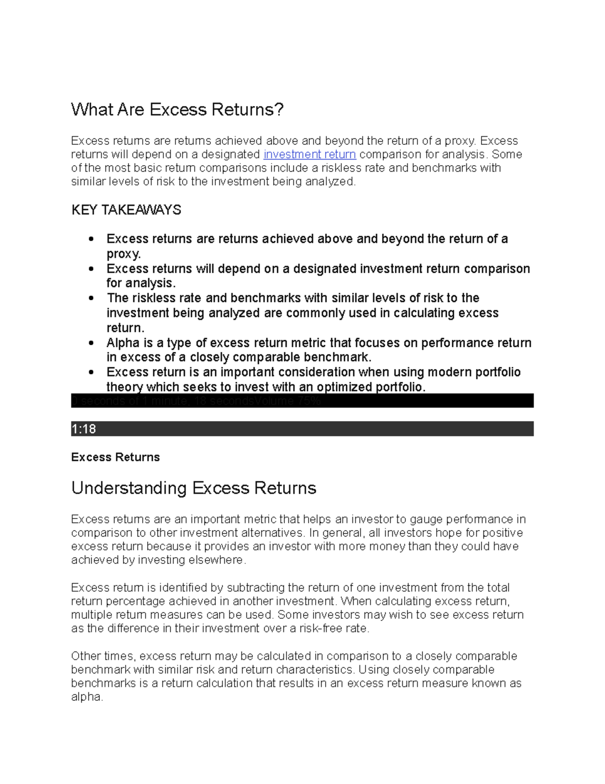 Excess returns reviewer Internation business and trade subject - What ...
