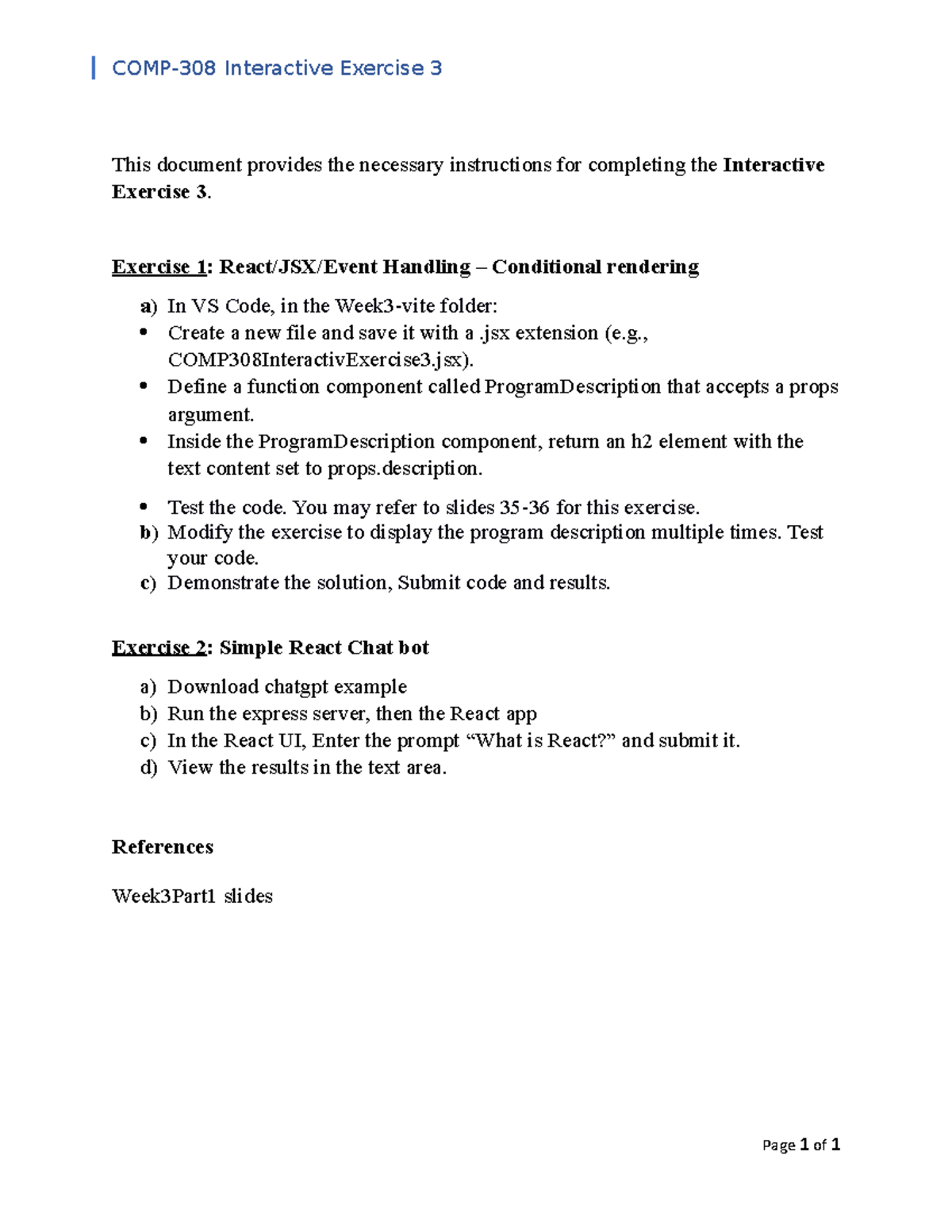 COMP-308 Interactive Exercise 3 M23 - COMP-308 Interactive Exercise 3 This document provides the ...