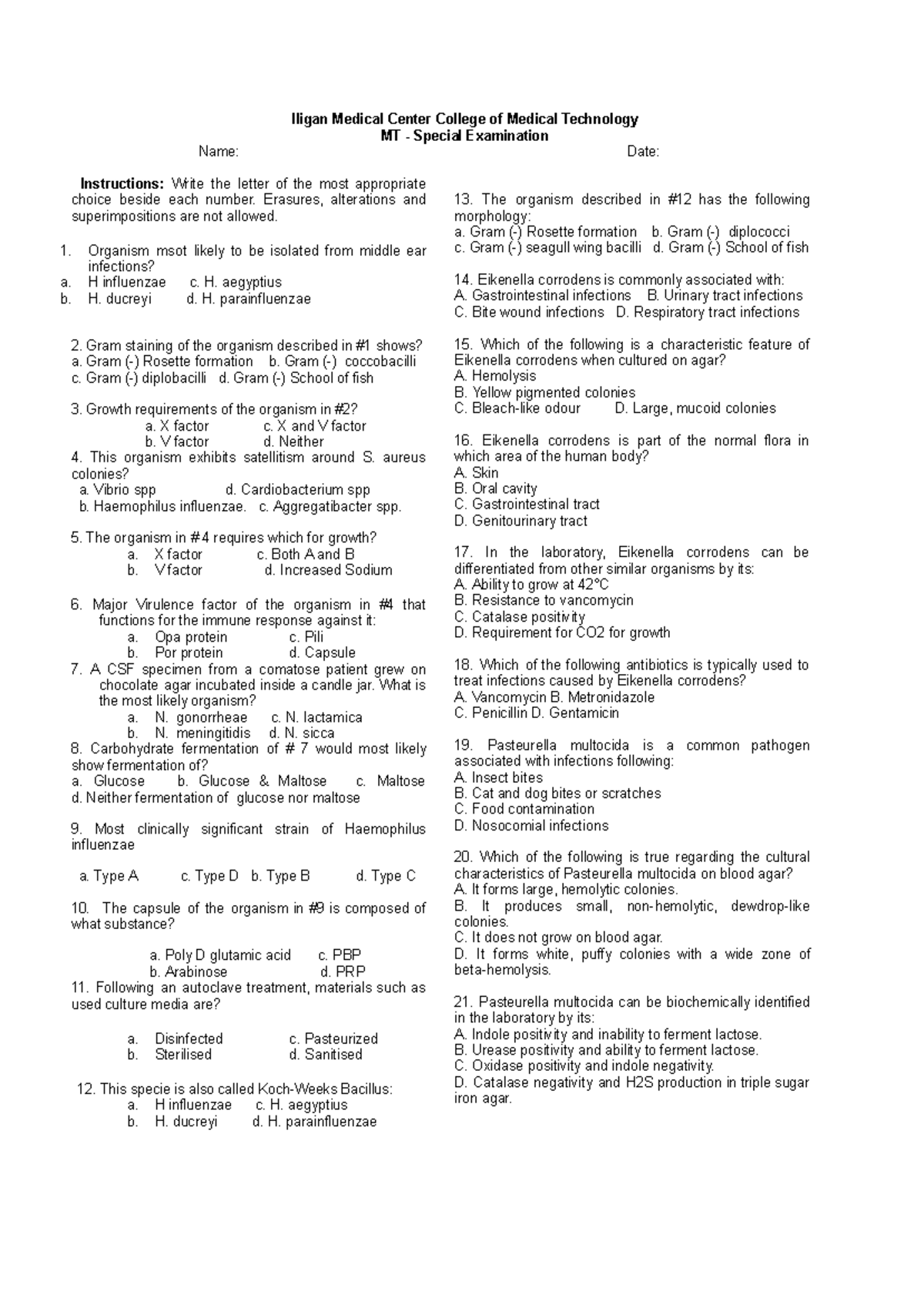 Bacteriology Examination - Iligan Medical Center College of Medical ...