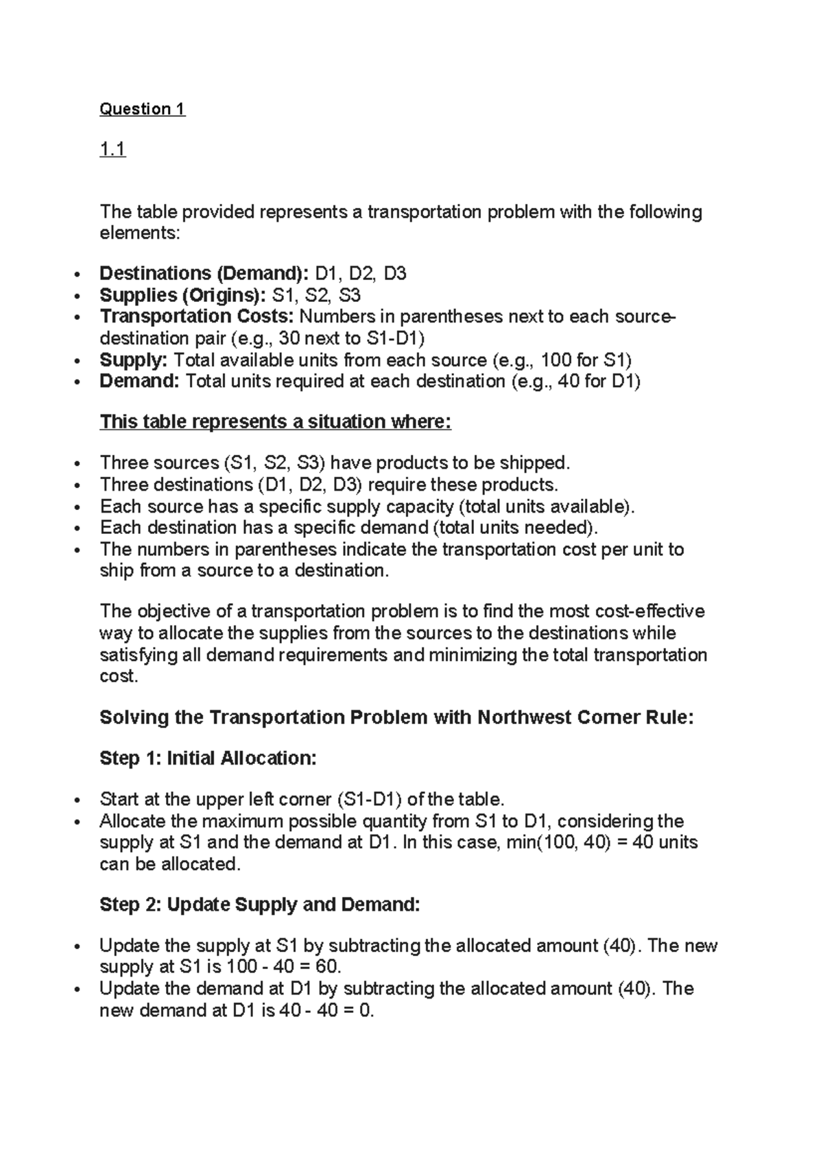 Management Acc 2A - Assignment 2 (PT) - Question 1 1. The table ...