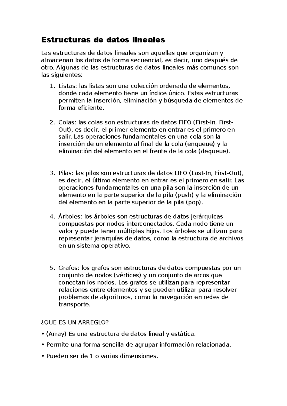 Estructuras de datos lineales 2023 - Estructuras de datos lineales Las ...