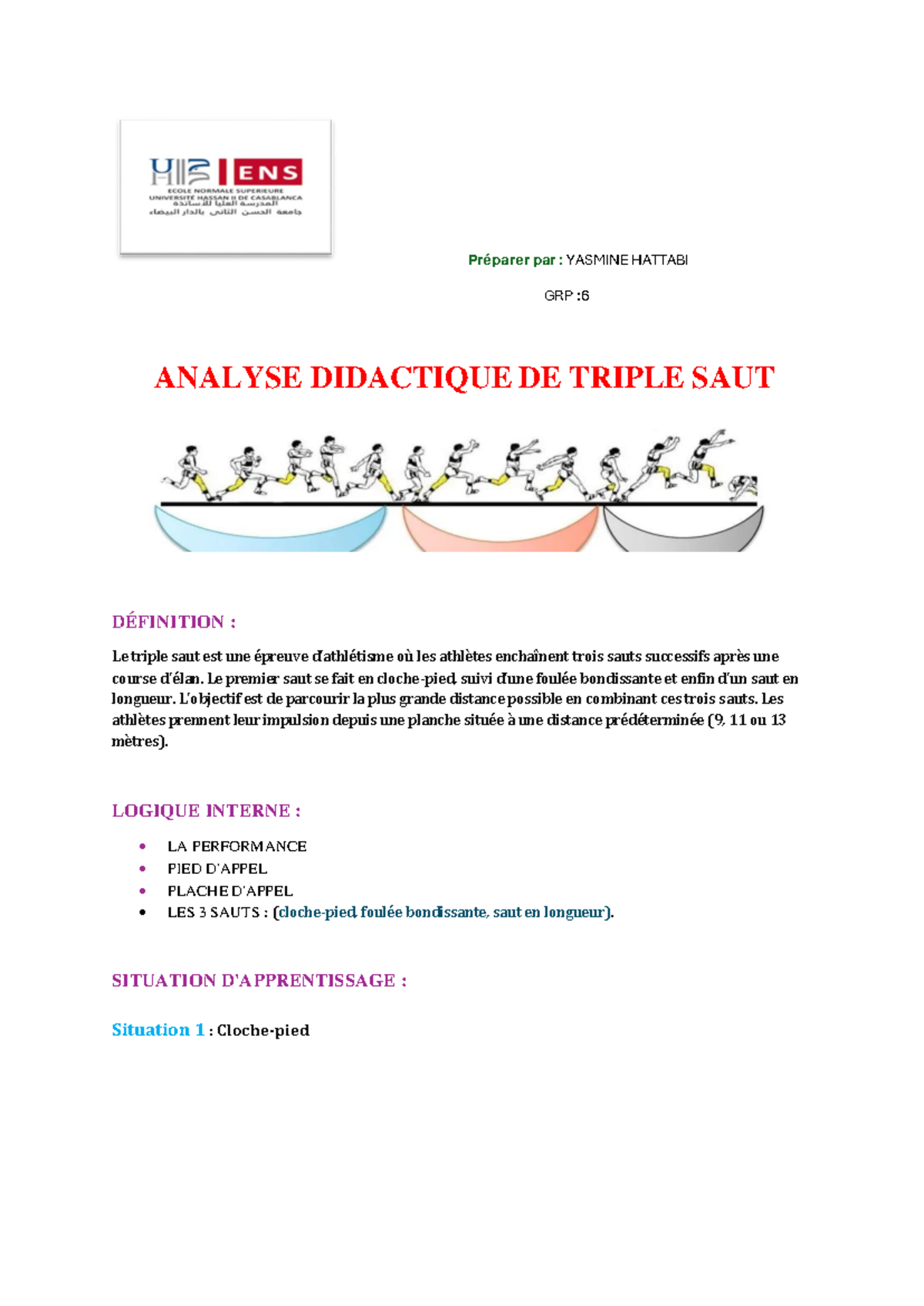 Triple SAUT - Préparer par : YASMINE HATTABI GRP : ANALYSE DIDACTIQUE ...