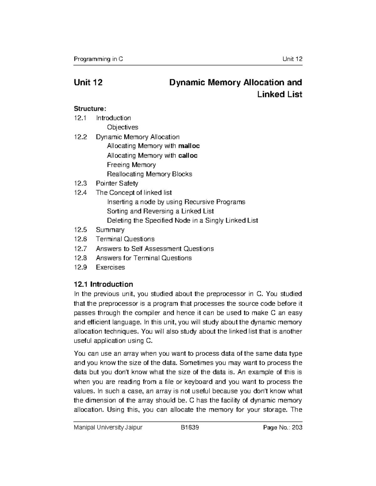 Unit 12 Dynamic Memory Allocation and Linked List - Unit 12 Dynamic Memory Allocation and Linked ...