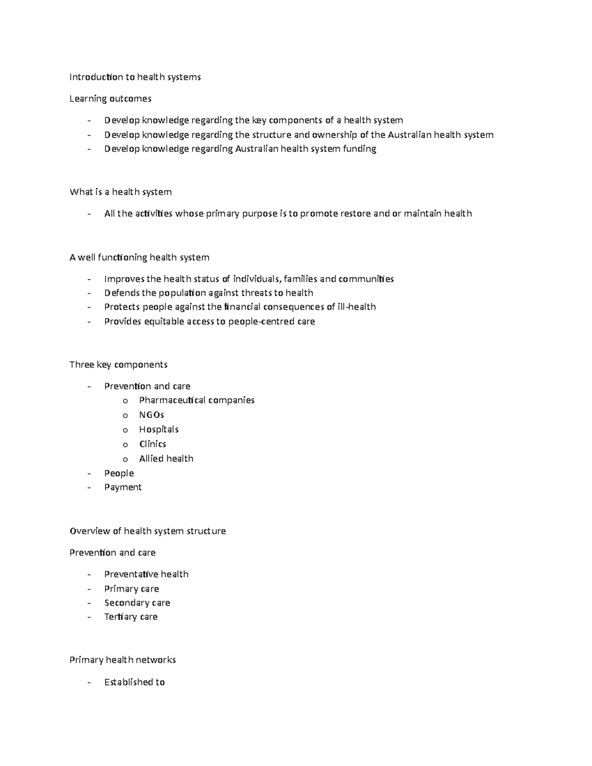 Lecture notes Physical Activity - Introduction to health systems ...