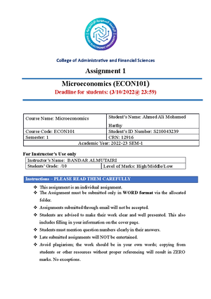 Assignment 3 FIN101 - Assignment 3 FIN Course Name: Principles of ...