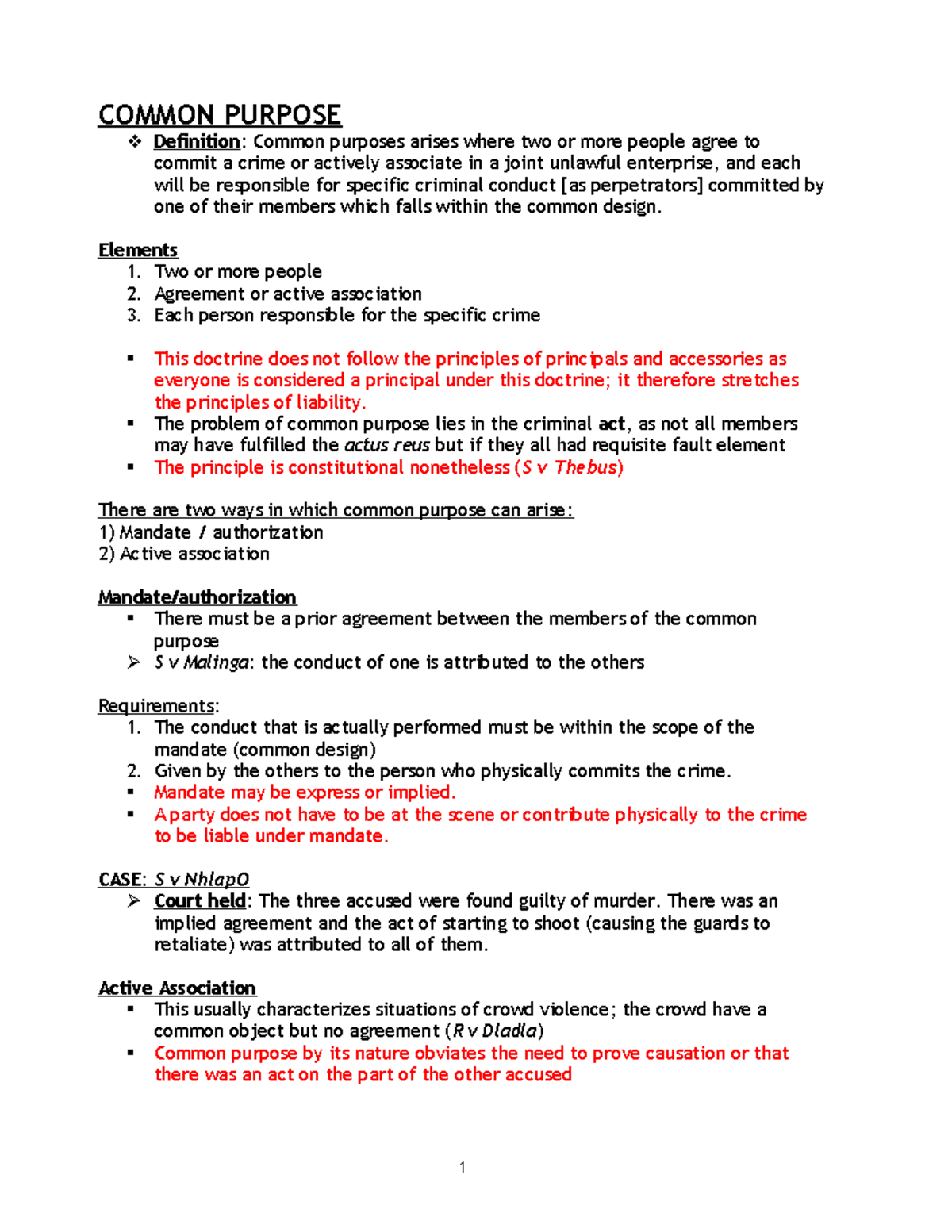 18CR - Common Purpose - Lecture notes 2 - COMMON PURPOSE Definition ...