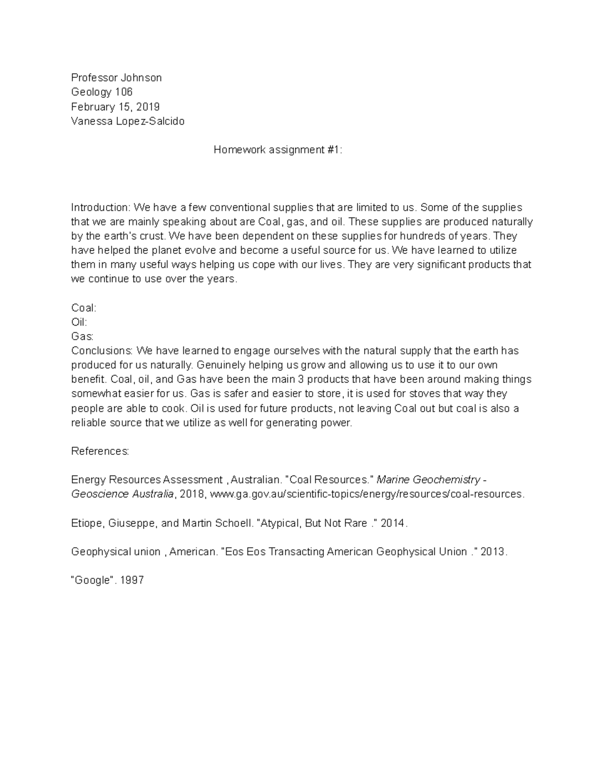 Professor Johnson - mandatory assignments - Professor Johnson Geology ...