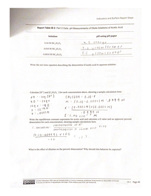 Chemistry Lab Answers - CHM303 - Studocu