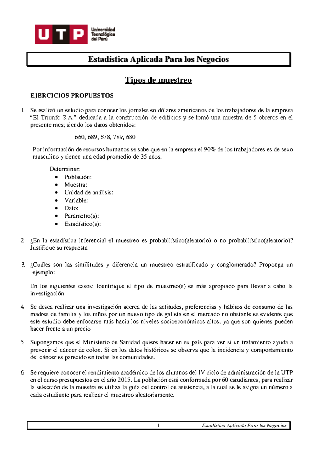 S09.s1-Resolver ejercicios Muestreo - 1 Estadística Aplicada Para los ...