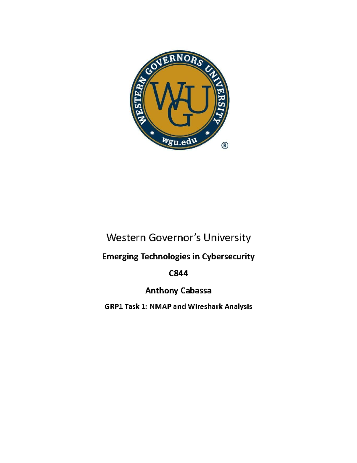C844 Task 1 - task 1. - Western Governor’s University Emerging ...