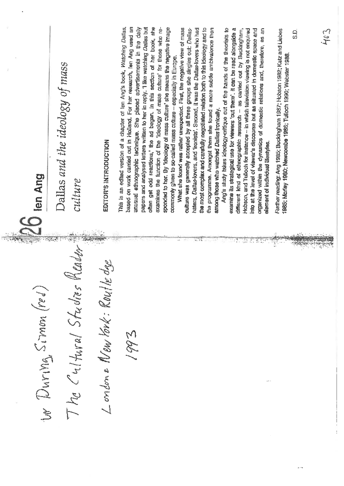 Ang 1993 Dallas and the ideologi of mass culture - ur During Simon (red ...