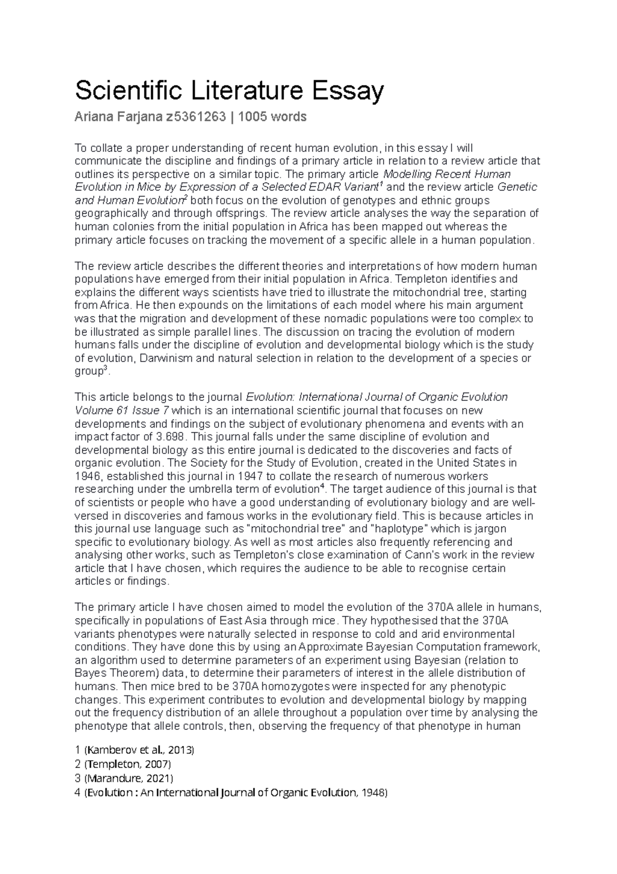 Scientific Literature Essay - Scientific Literature Essay Ariana ...